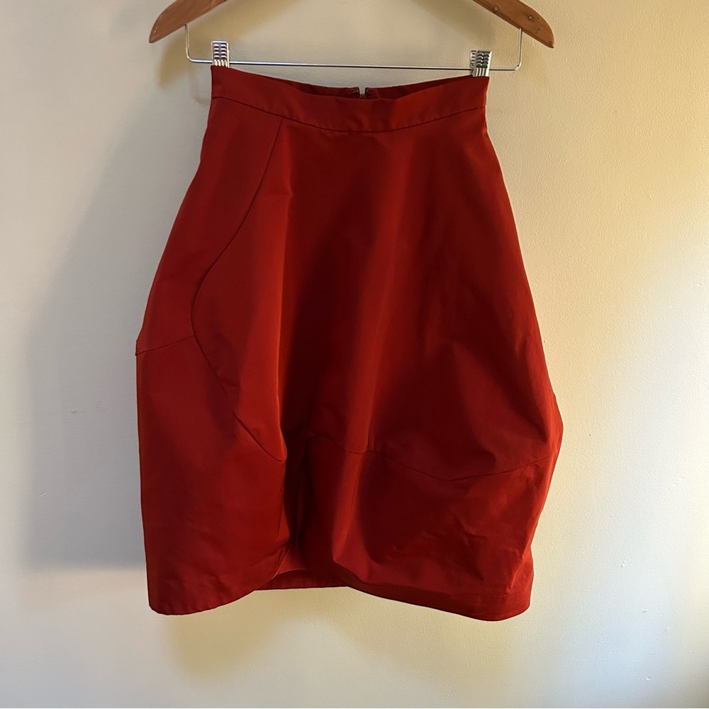Cos ~ Terracotta Taffeta Sculptural Skirt In Size 2 - Gem